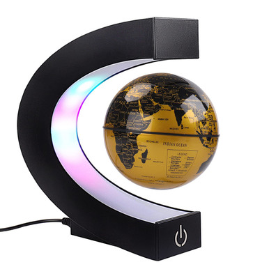 Floating Globe with Colored LED Lights C Shape Anti Gravity Magnetic ...
