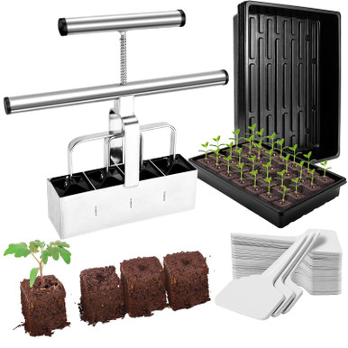 WYRJXYB Soil Blocker Set-4 Cell Soil Block Maker 2 Inch with 3 Seedling ...