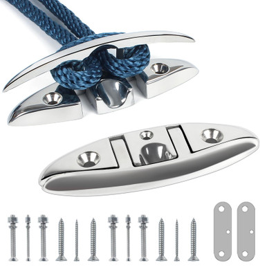 5 inch Folding Boat Cleat 316 Stainless Steel, Marine Flip Up Dock ...