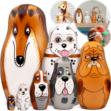 AEVVV Dog Nesting Dolls Set of 7 pcs - Matryoshka Nesting Dolls with ...