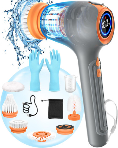 Rechargeable Cordless Electric Spin Scrubber with 5 Replacement ...