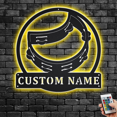 Custom Tambourine Musical Instrument Metal Wall Art With LED Light ...