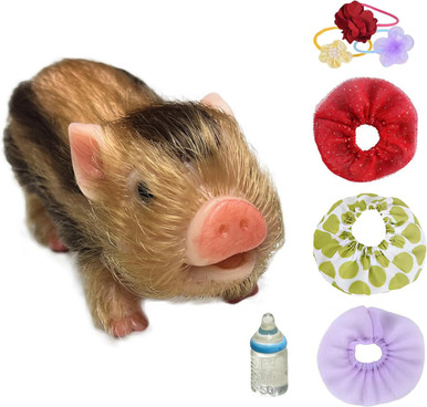 GBSELL Lifelike Mini Pig Dolls, 5 Inch Full Silicone Soft Reborn Pig ...