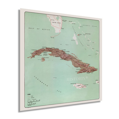 HISTORIX Vintage 1962 Cuba Map Print - 16x16 Inch Vintage Map of Cuba ...
