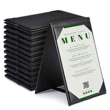 9 Pack Leatherette Table Tents Menu Holders Black PU Leather Menu ...