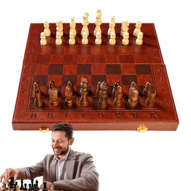 Qmisify Folding Chess Set, Portable Wooden Folding Chess Board ...