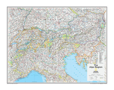 National Geographic: The Alps Region Wall Map - 28 x 22 inches - Paper ...