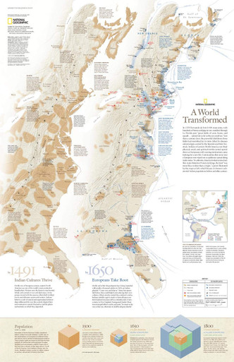 National Geographic: Colonial America 1491 vs. 1650 Wall Map - A World ...
