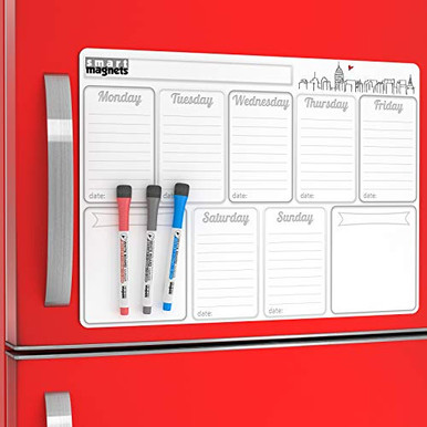 Weekly Calendar Whiteboard Magnet for Refrigerator - Magnetic Weekly ...