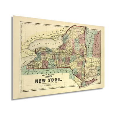 HISTORIX Vintage 1875 New York State Map - 16x24 Inch Vintage Map of ...