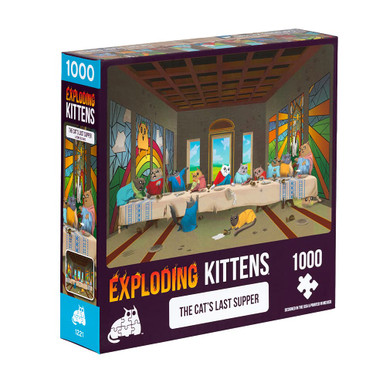 Exploding Kittens 1000 Piece Jigsaw Puzzle | The Cat's Last Supper ...