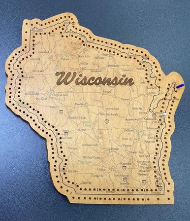 Wisconsin State Shape Road Map Cribbage Board - Warehousesoverstock
