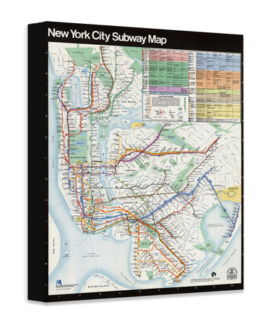New York City Subway Map 1979-18" x 24" Stretched Canvas - Ready to ...