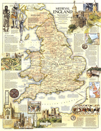 National Geographic: Medieval England Wall Map - 22.75 x 29.25 inches ...