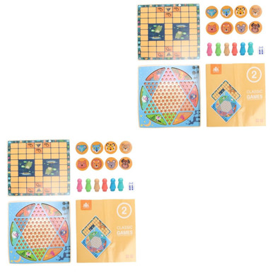 2 Sets Wooden Checkerboard Puzzle Toy Child 2 in 1 Multifunction Snake ...