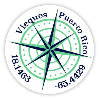 Vieques Puerto Rico 2-Inch Vinyl Decal Sticker Latitude Longitude ...