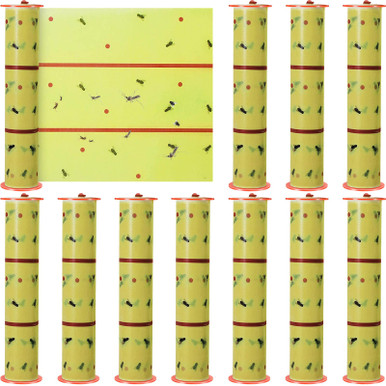 10 Rolls Giant Sticky Fly Traps 30 Feet Fly Strips for Indoor Outdoor ...