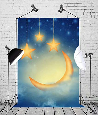 BELECO 5x7ft Moon Backdrop Night Time with Stars and Moon Photography ...