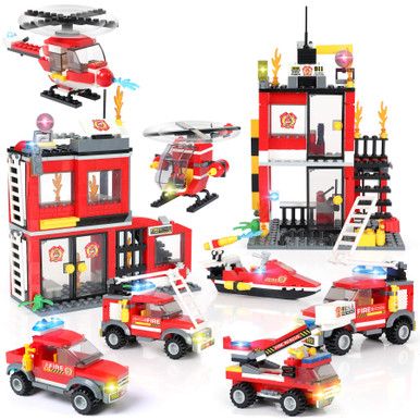 Building Blocks Toy City Police Fire Station, Exercise N Play City Fire ...