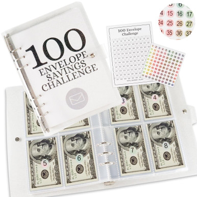 100 Envelope Challenge Binder, 2024 Shiny Cover Binder Savings ...
