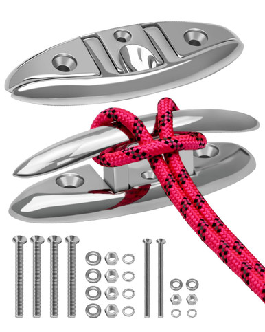 HZSIFU 2PCS Boat Cleat 6 Inch, Marine 316 Stainless Steel Folding Flip ...