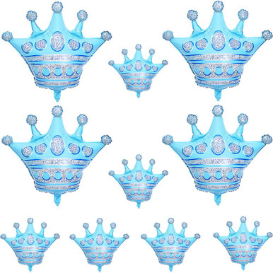 10 Pcs Crown Balloon 2 Size Blue Balloon Crown Mylar Balloon for ...