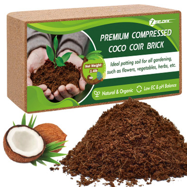 ZeeDix Premium Compressed Coco Coir Brick Each Brick=2.4Gallons Coconut ...