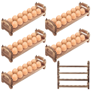 Maxcheck 6 Layers Wooden Egg Holder Countertop Stackable Wooden Egg ...