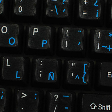 Spanish (Latin American) Keyboard Sticker with Blue Lettering ...