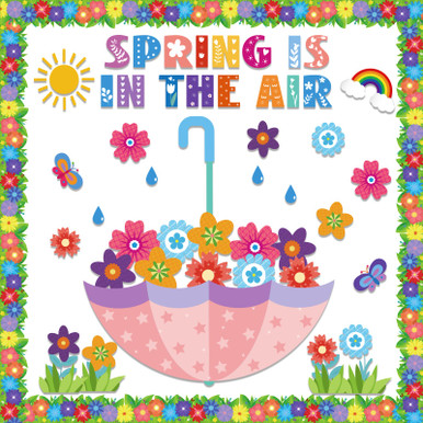 Kepeel Spring is in The Air Bulletin Board Set Spring Flower Cutouts ...