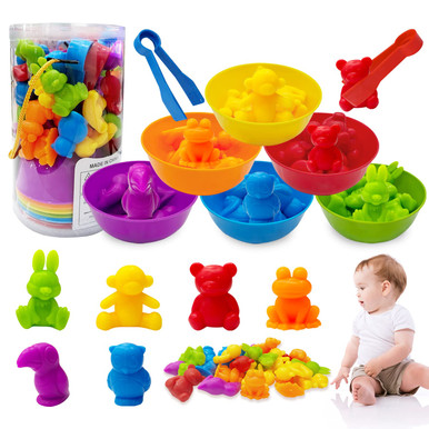 Counting Animals Matching Game Color Sorting Toys with Sorting Bowls ...