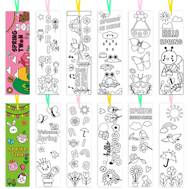Haooryx 75Pcs Color Your Own Spring Bookmarks, Spring Theme Kids DIY ...