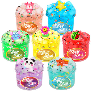 7 Pack Jelly Cubes Clear Slime Kit Bubble Clear Slime Set for Kids ...