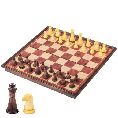 Magnetic Mini Travel Chess Set - Vikutu 7.6" Plastic Imitation Wood ...