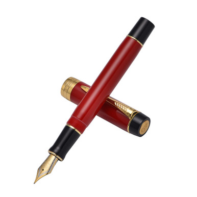 Jinhao 100 Classic Fountain Pen Big Red Marble Celluloid Gold Trim ...