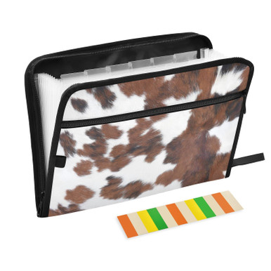 CUPADA Fur Leather Cow Skin A4 Accordion File Folder Spot Animal 13 ...