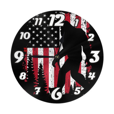 UIHIKE Big Bigfoot Sasquatch American Flag Round Wall Clock 10 Inch ...