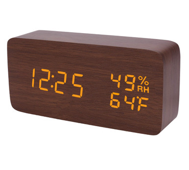 Raercodia Alarm Clock for Bedside Modern Wood Digital Clock Snooze LED ...