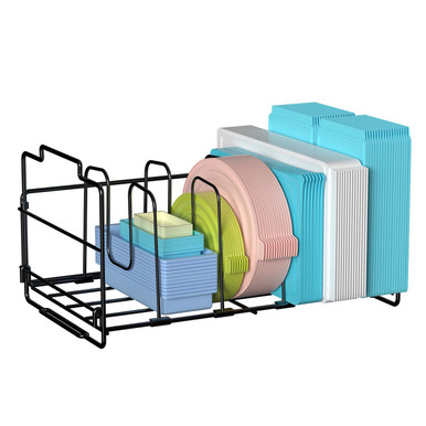 MAYZOLOP Stack Metal Food Container Lid Organizer 4 Dividers Storage ...