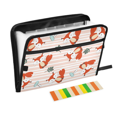 Cute Fox Wolf Forest Orange Stripes Accordion Folder 13 Pockets A4 ...
