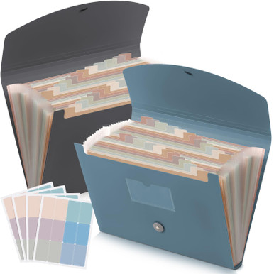 Harloon 2 Pack 24 Pockets Expanding File Folder with Cover Labels ...