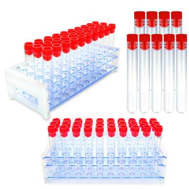 200 PCS Test Tubes with Rack, 16x100mm Clear Plastic Test Tubes with ...