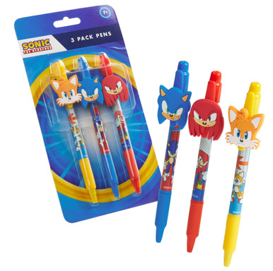 Sonic The Hedgehog Ballpoint Pens for Kids Set of 3 Character Topper ...