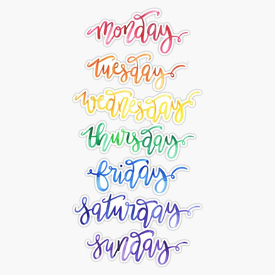 Days of The Week Sticker Vinyl Waterproof Sticker Decal Car Laptop Wall ...