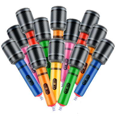 Thinp 12 Pieces Inflatable Microphones, Blow up Microphone Assorted ...