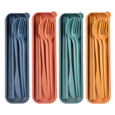 Travel Utensils with Case, Reusable Utensils Set with Case, Lunch Box ...