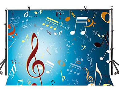 LYLYCTY 7X5ft Music Symbol Backdrop Blue Shaded Musical Symbols ...
