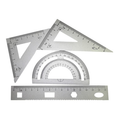 4PCS Metal Protractor Triangle Ruler Set Right Angle Triangle Ruler ...