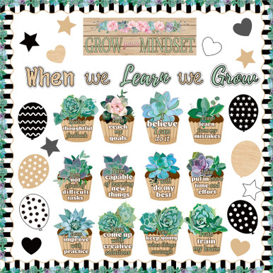 Succulents Growth Mindset Bulletin Board Set Grow You Mindset Classroom ...