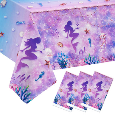 Mermaid Tablecloths Mermaid Party Decorations - 3 Pieces Mermaid Party ...
